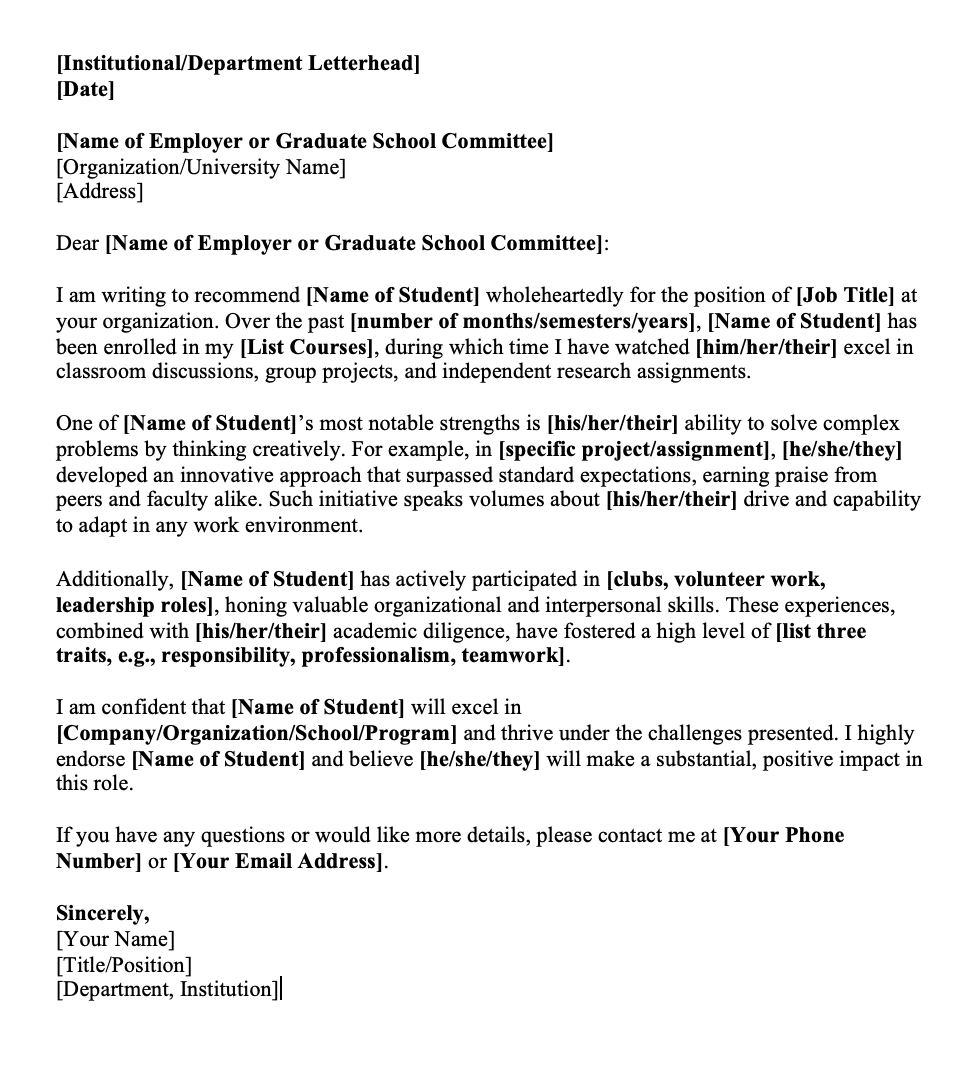 PhD Program Recommendation Letter Samples I ResearchTweet