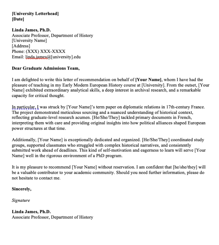 PhD Program Recommendation Letter Samples I ResearchTweet