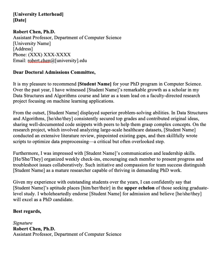 PhD Program Recommendation Letter Samples I ResearchTweet