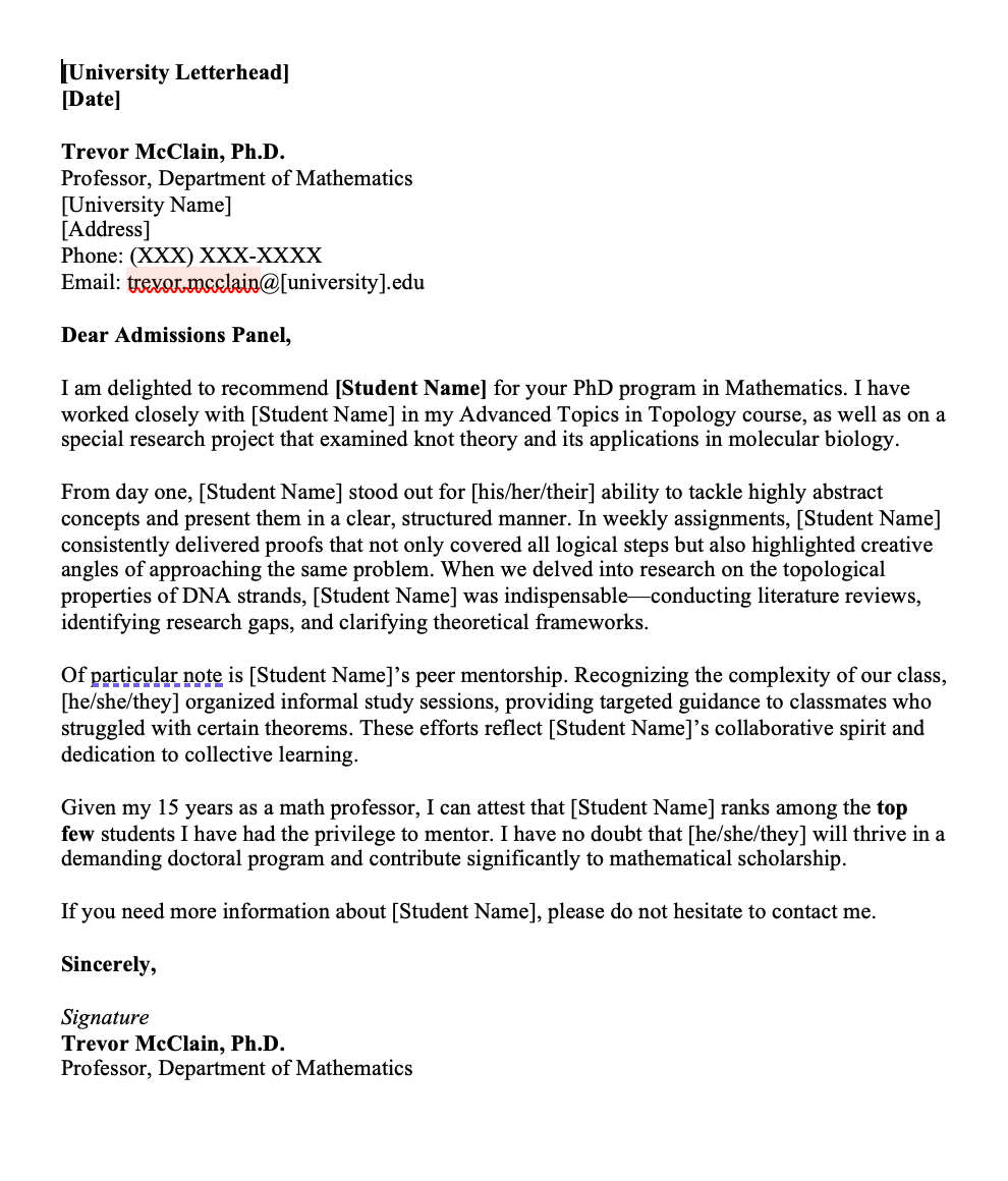 PhD Program Recommendation Letter Samples I ResearchTweet